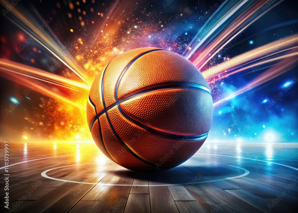 Design a lively basketball illustration emphasizing action and energy ...