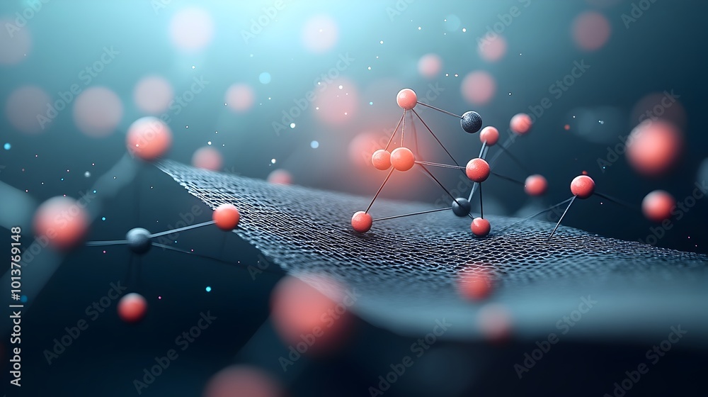 Molecular level 3D rendered of a graphene sheet structure formed by ...