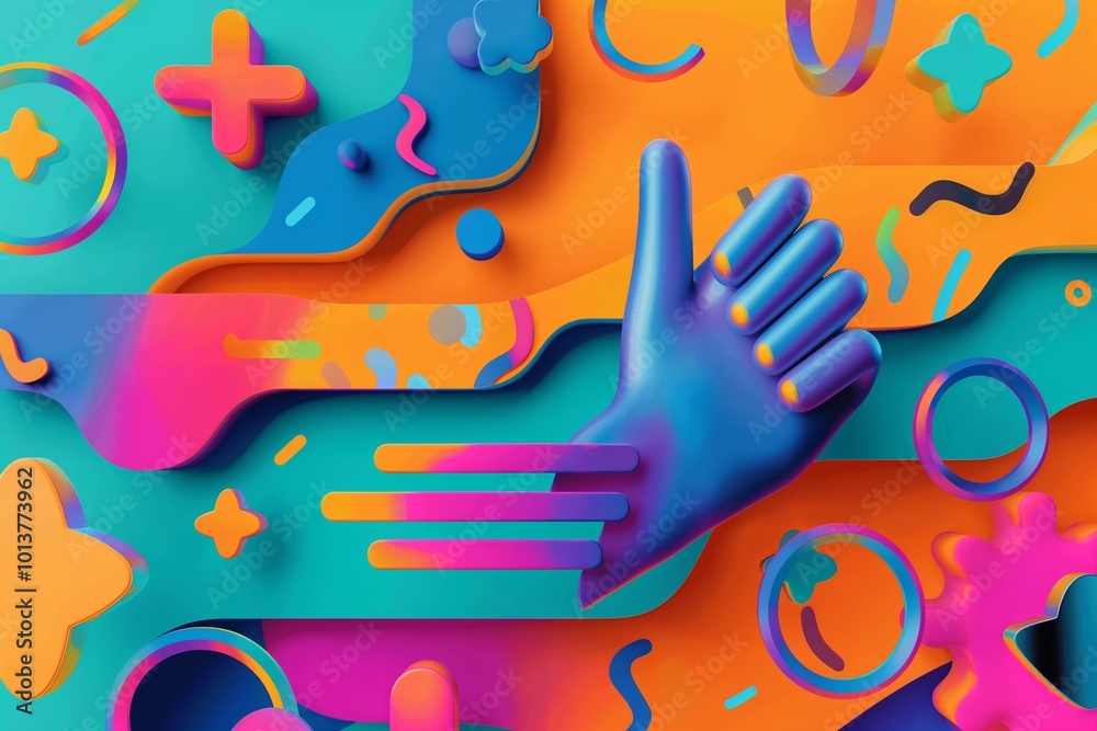 Vibrant and eye-catching image with dynamic patterns, bold colors, and ...