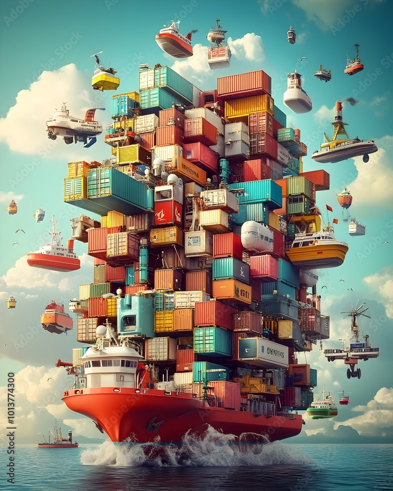 Towering cargo container ships of the future with advanced hull designs ...