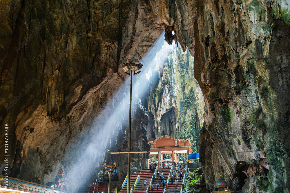 Batu Caves interior, Selangor, Malaysia. Tourists visiting Batu cave ...