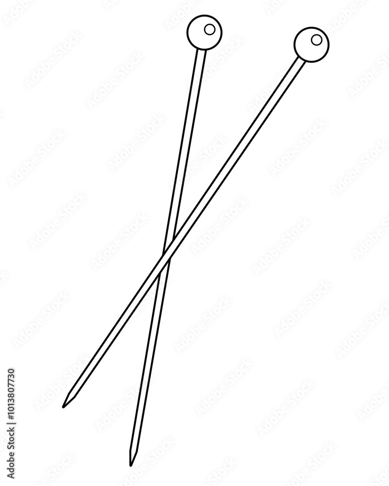 Knitting needles. Knitting needles - vector linear illustration for ...