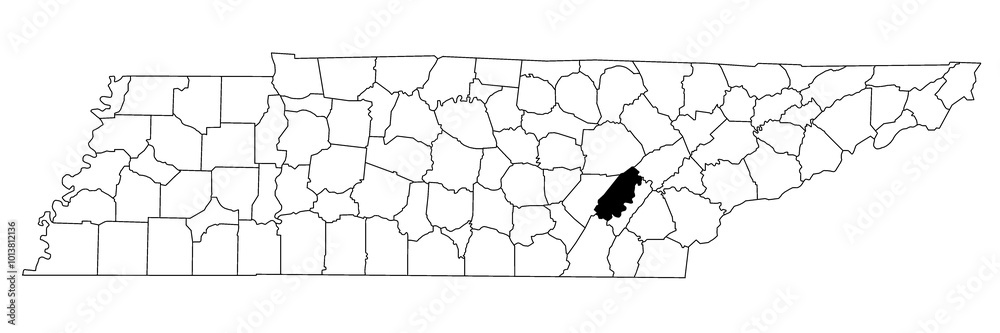 Map of Rhea County in Tennessee state on white background. single ...