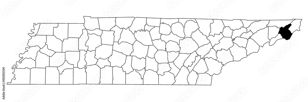 Map of Carter County in Tennessee state on white background. single ...