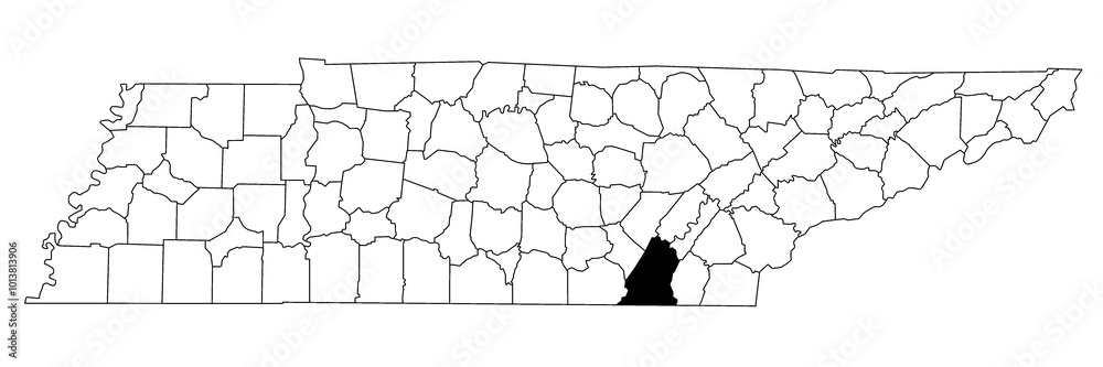 Map of Hamilton County in Tennessee state on white background. single ...