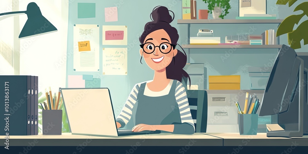 2D animated cartoon of executive in corporate headquarters Stock ...