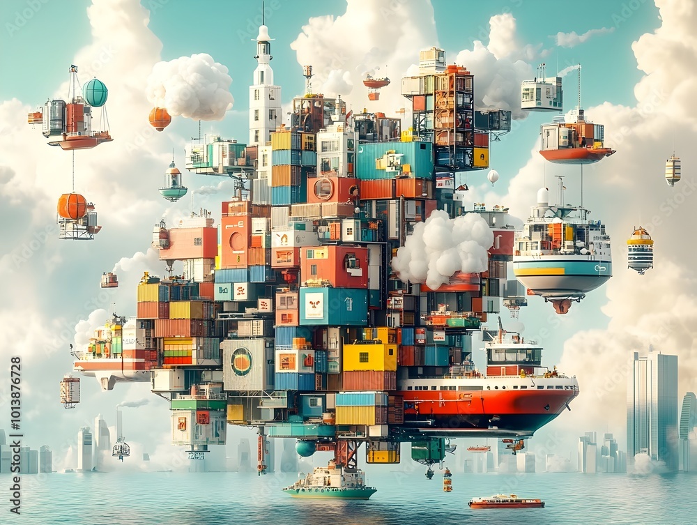 Sleek high tech container ships leveraging cutting edge digital ...