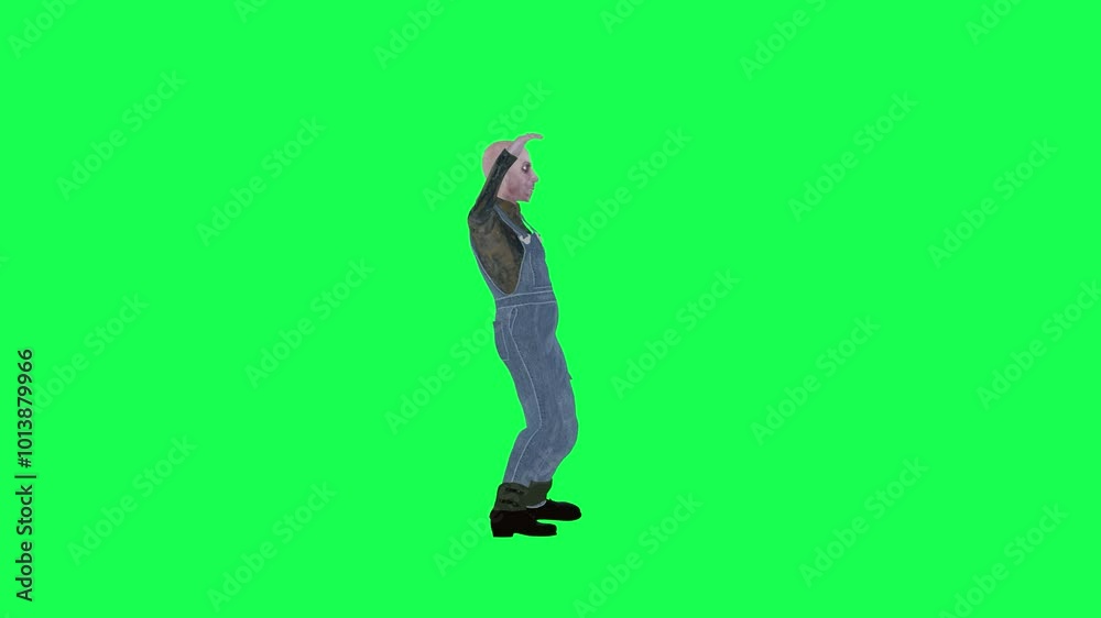 Video Stock 3D Scary bald man dancing tut hip hop isolated right angle ...