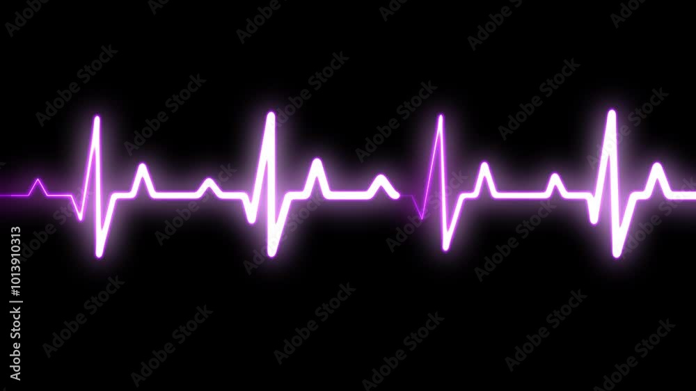 Glowing Heartbeat line icon animation. Electrocardiogram shows heart ...