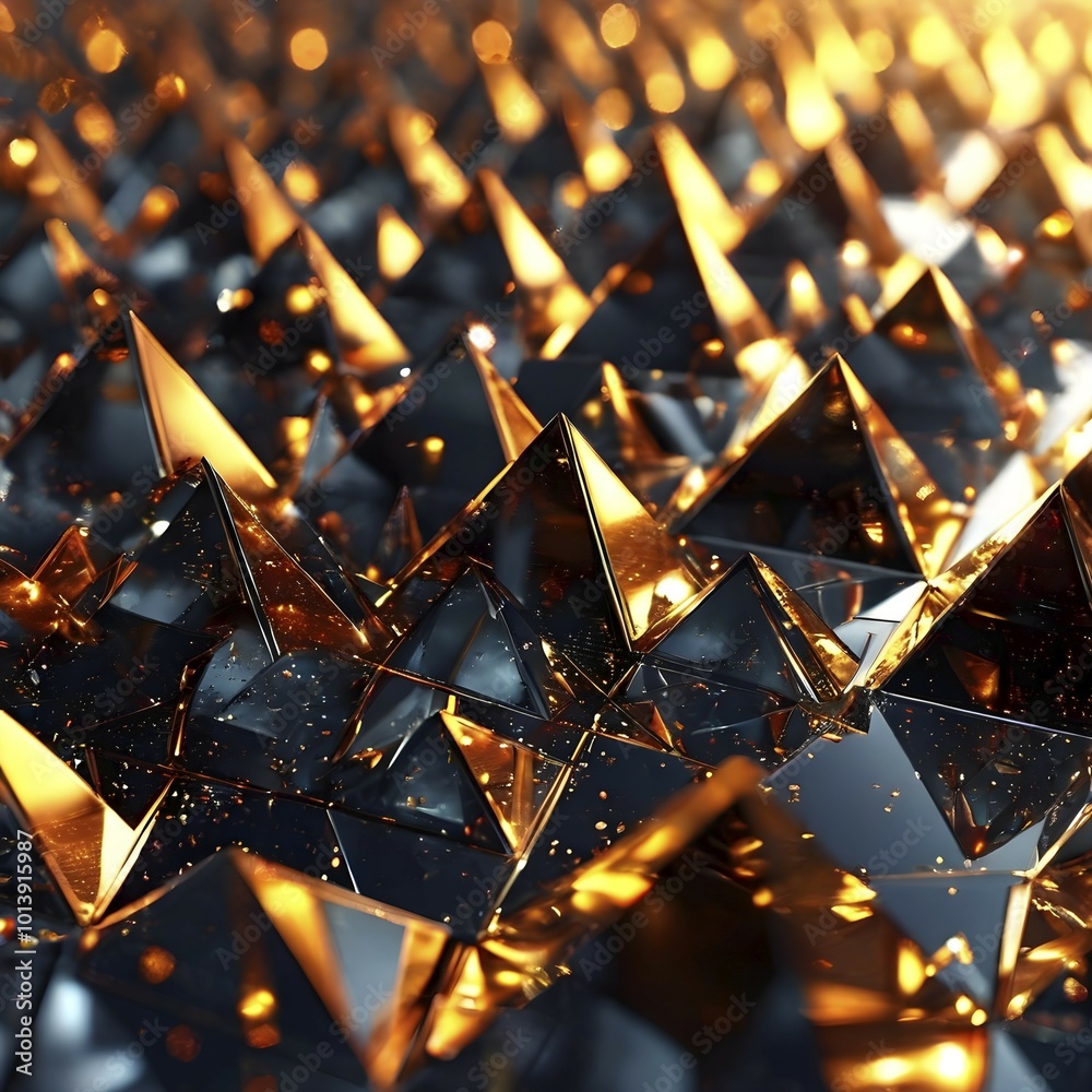 3d digital design art featuring myriad triangles coated in shiny ...