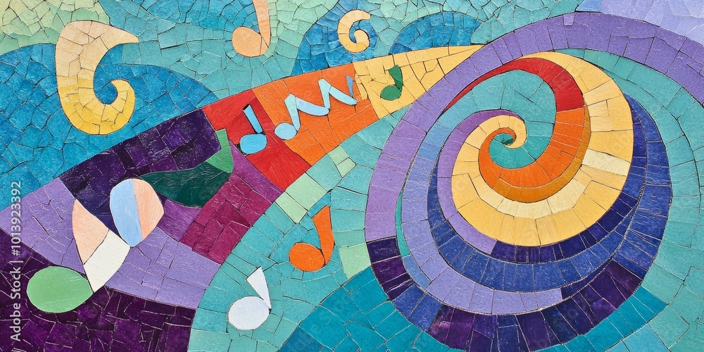 Colorful Notes on Staff: Depict colorful musical notes arranged on a ...