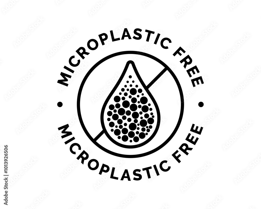 Microplastic free icon, plastic free and biodegradable package sign ...