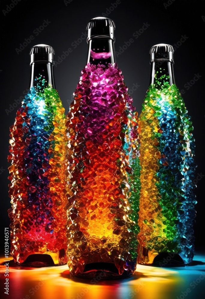 vibrant soda bottles displaying dynamic splash effects creating eye ...
