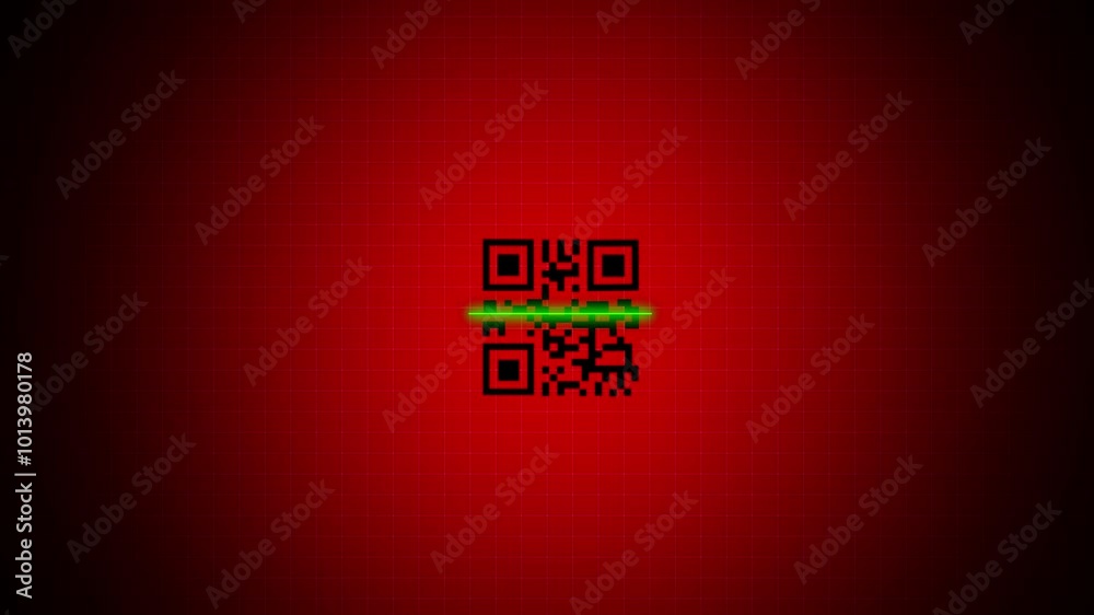 Qr Code, Scan. Code Scan Symbol Animation isolated in red background ...