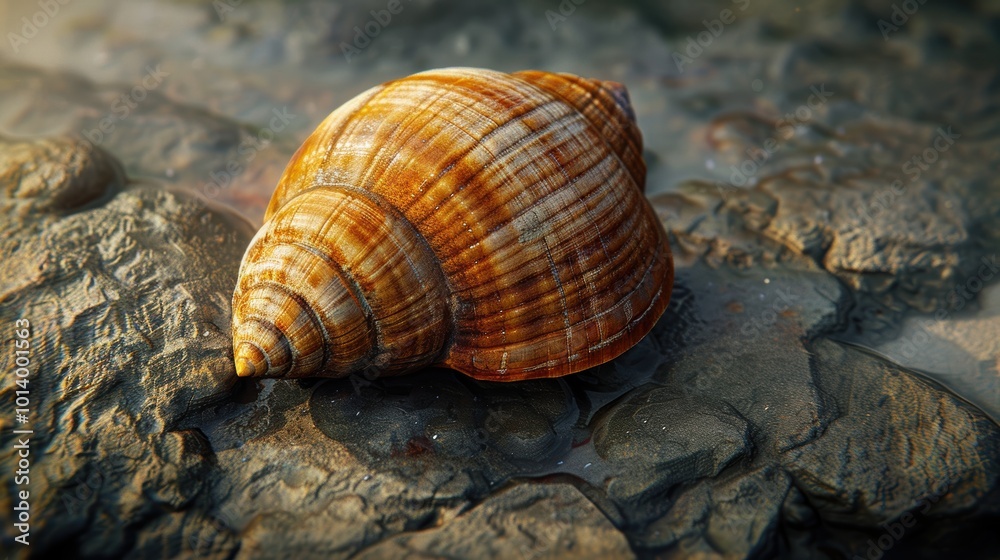 Nautilus shell highlighted in an abstract background, showing its ...