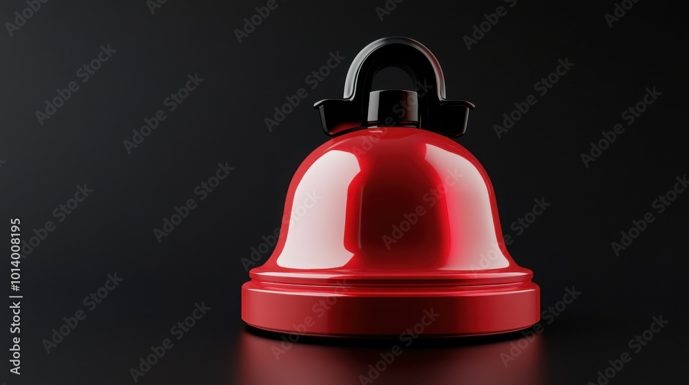 Design a 3D red emergency bell icon, representing critical alerts or ...