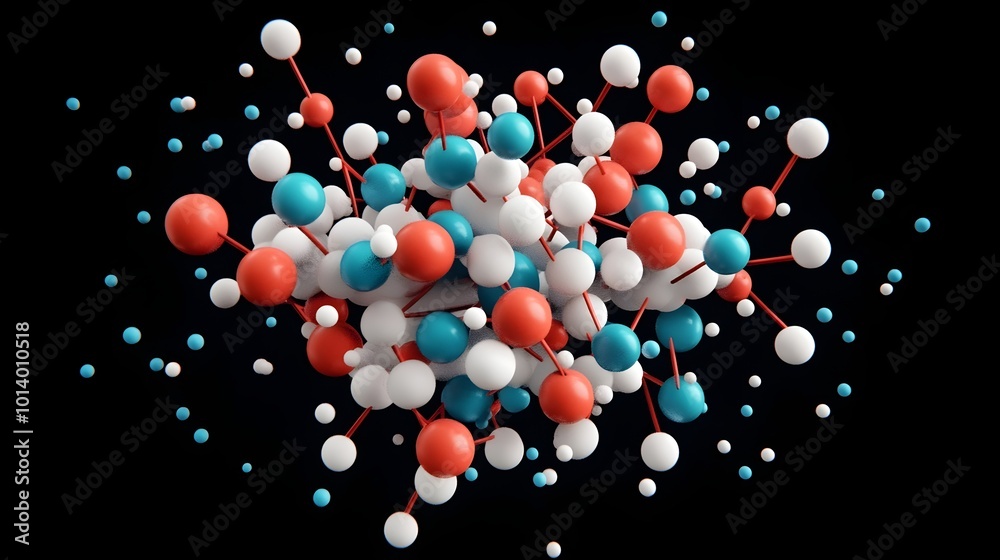 A highly magnified and detailed visualization of the molecular level ...