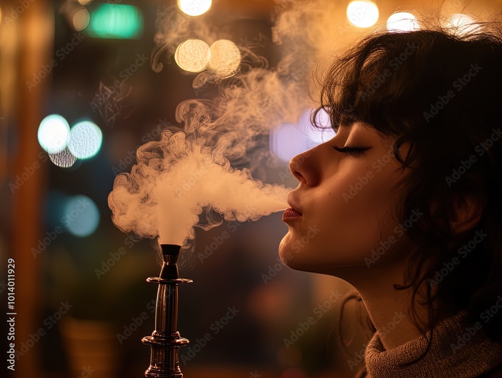 Cozy Hookah Vibes: A Captivating Side Profile Portrait for Your Space ...