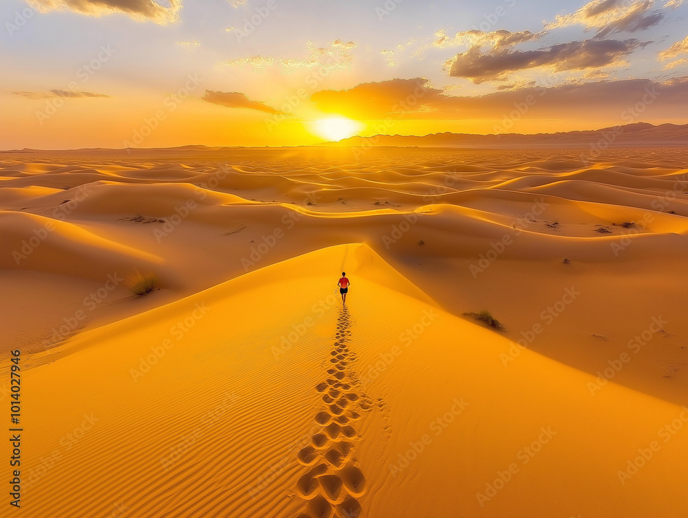 Desert Landscape Featuring a Sandy Jogging Track: Challenge the Arid ...