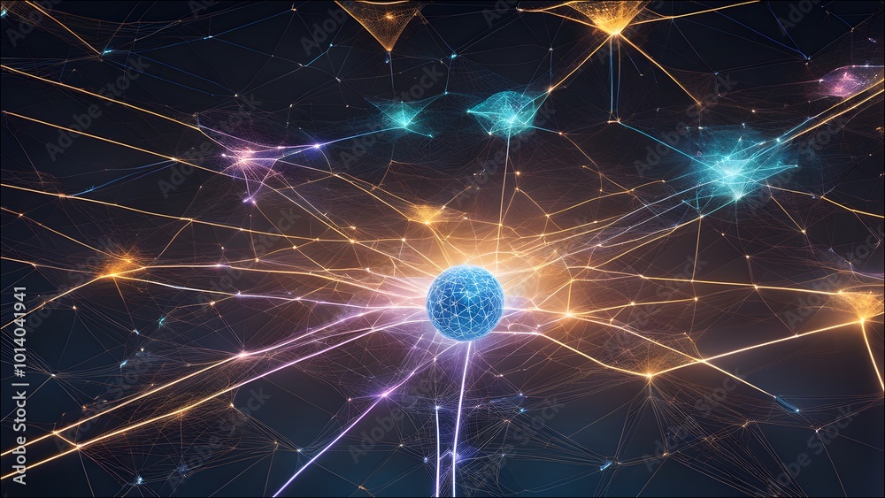 Show a network of interconnected AI systems, each represented by ...