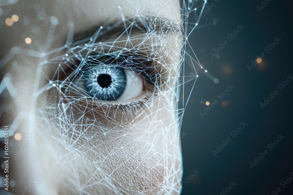 Biometric precision: advanced facial scanning line, the intricate ...