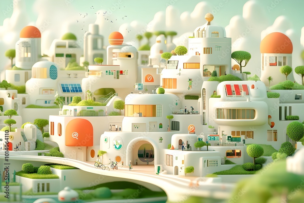 Sustainable Futuristic Utopian Cityscape showcasing Sleek Minimalist ...