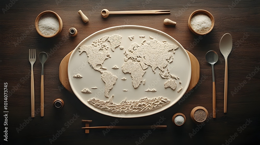 Globally Conscious Culinary Setup with Sculpted World Map Plate and ...