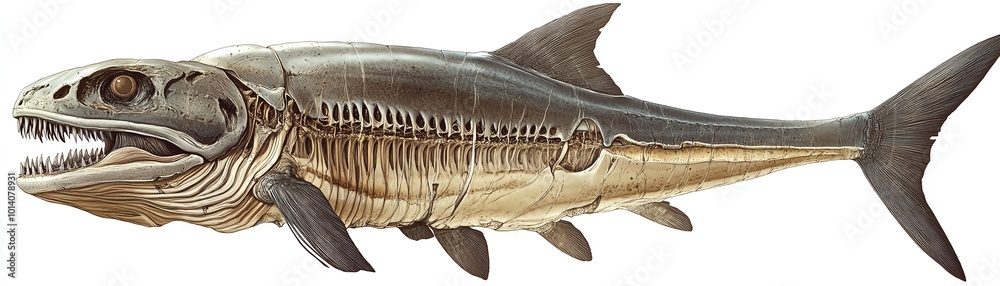 Illustration of a Dunkleosteus, a prehistoric armored fish known for ...