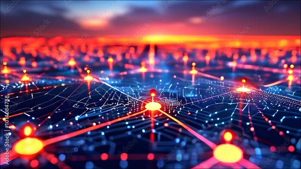 Show a network of interconnected AI systems, each represented by ...