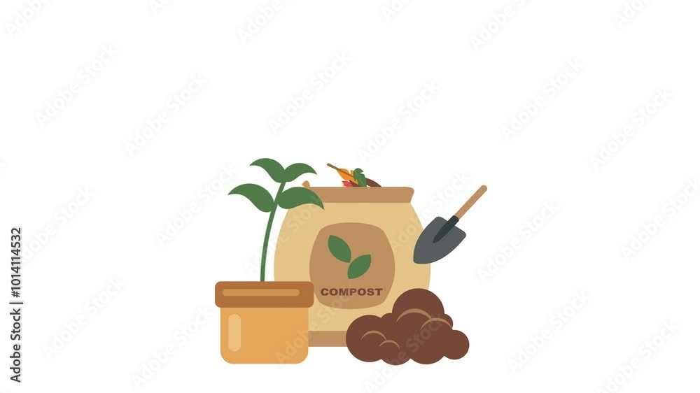 cartoon animated illustration of the benefits of compost for plant ...