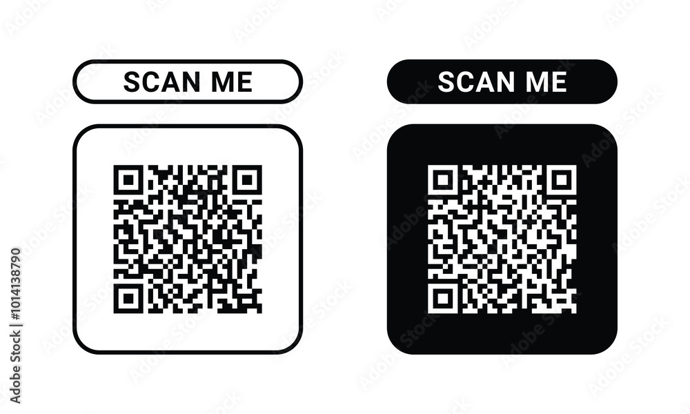 Vector QR Code Symbols For Scanning. Scan Me QR Code Icon Symbols Stock ...