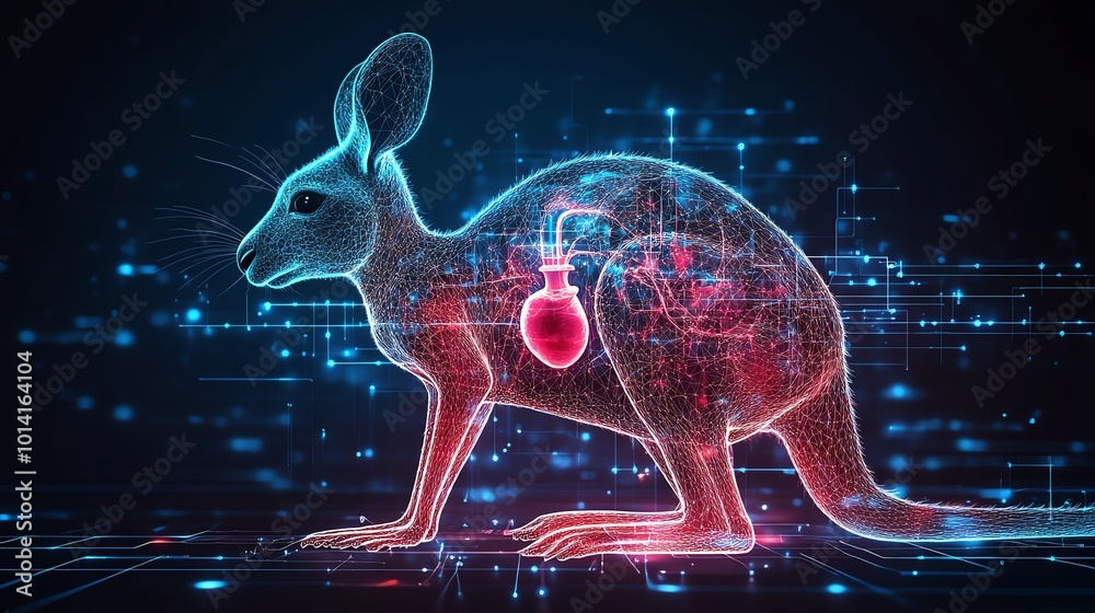 Vibrant rendering of a kangaroo s kidneys and bladder system, Kangaroo ...