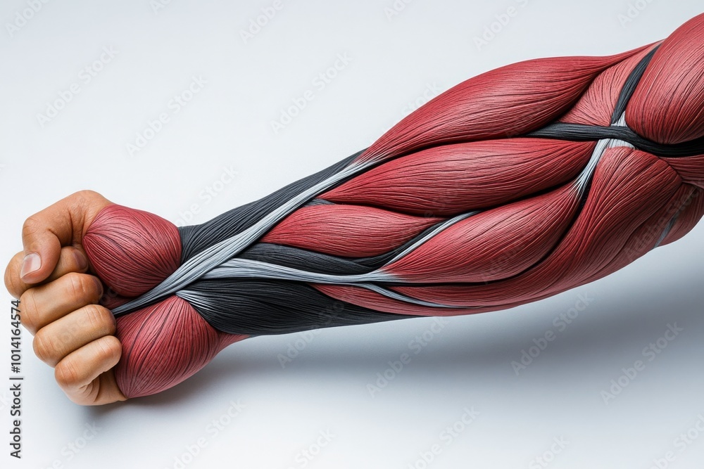 Human forearm muscles, showing realistic details of the flexor and ...
