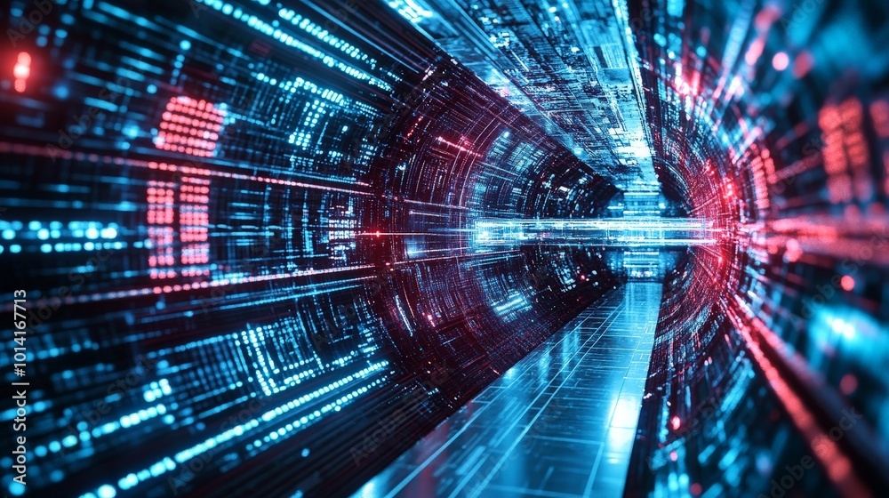 Quantum computing visualized as a futuristic system cracking encryption ...