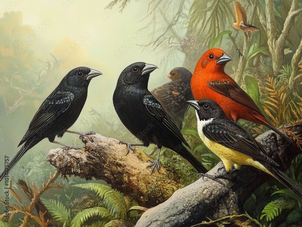 finches as an example of evolutionary biology, showing how different ...