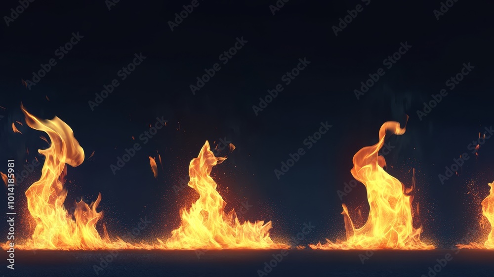 Dynamic fire flames animation border for video games, motion graphics ...