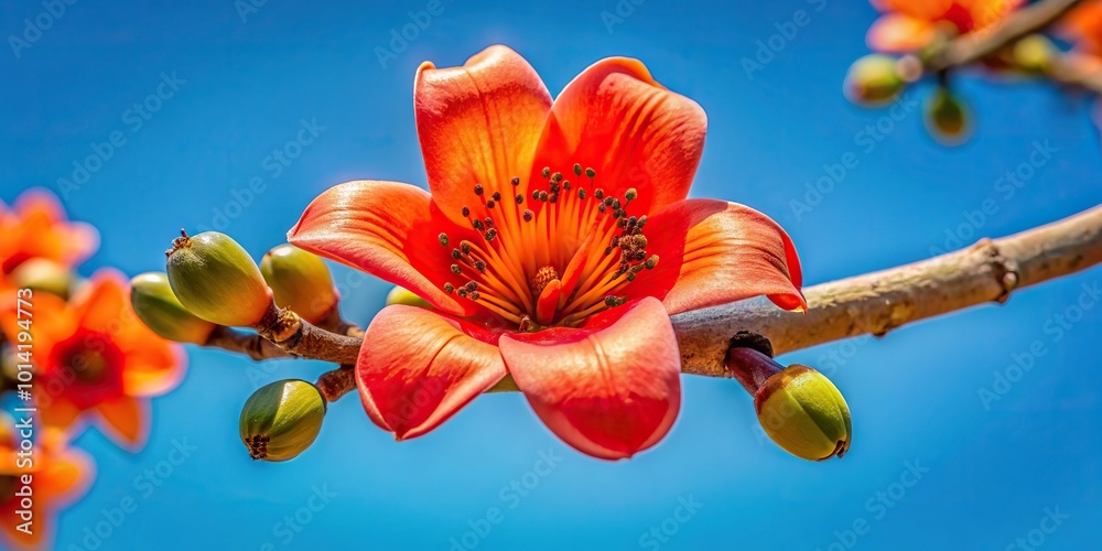 blossom, Bombax ceiba, flower, tilted angle, Blossom flower of Bombax ...