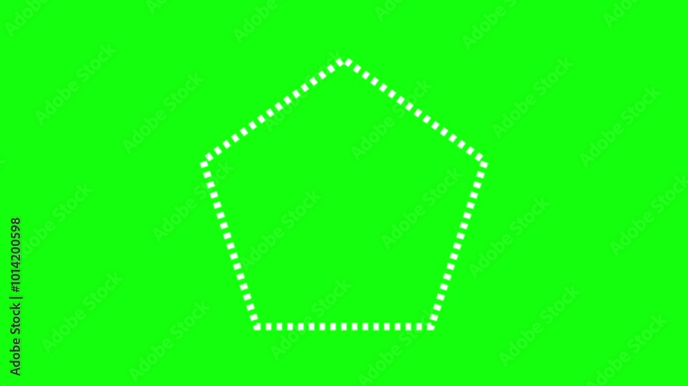 Pentagon green screen 4k. Pentagon broken line in white. Draw a ...