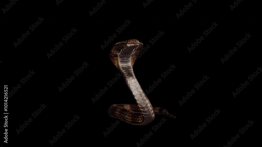 King Cobra - Asian Snake - Dark Skin with Light Stripes - Rest Lying ...
