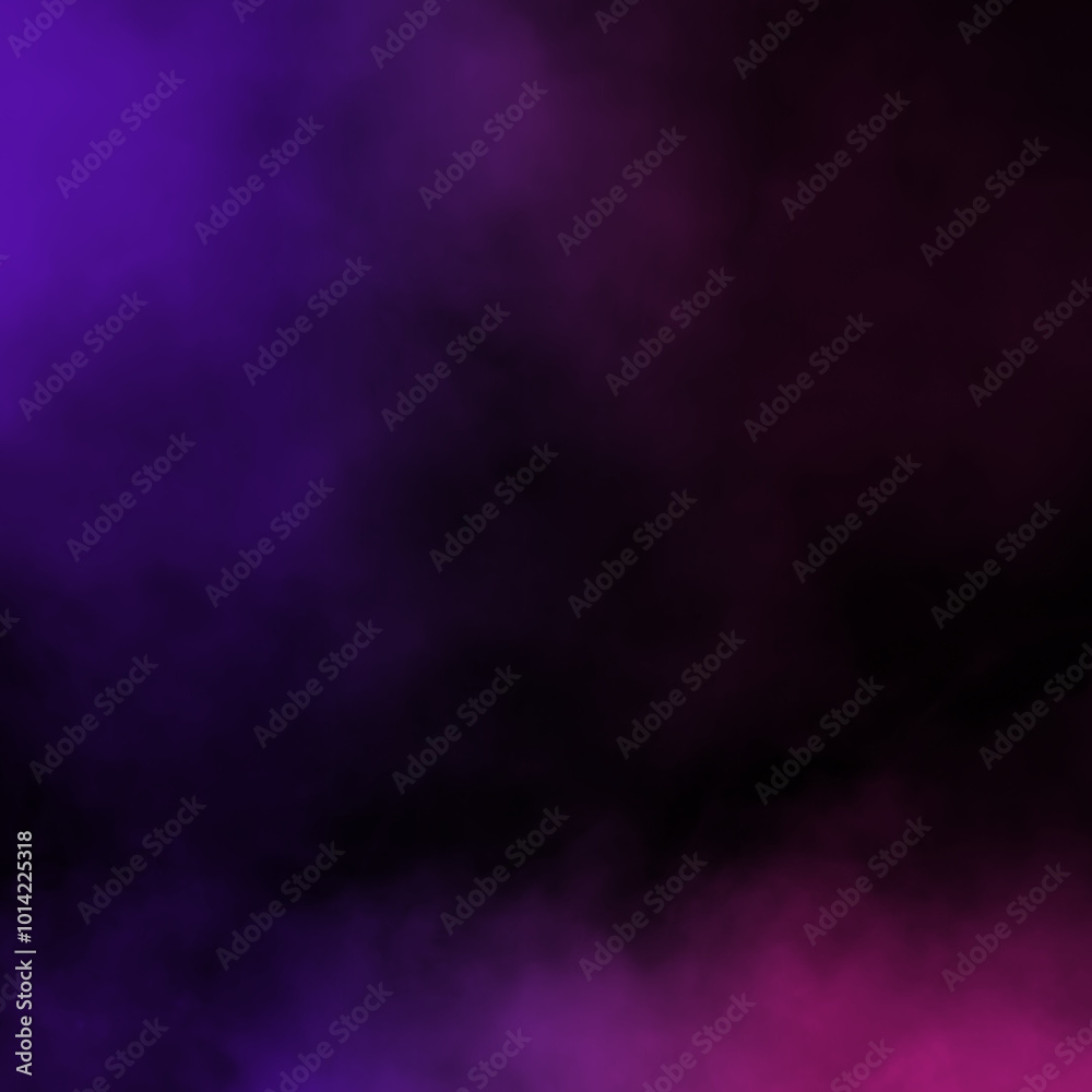 Abstract blue purple violet color puffs of smoke swirl overlay on black ...