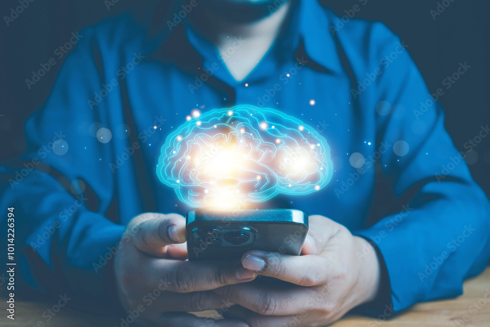 Brain inside the hands of the businessman. Human head and brain.Deep ...