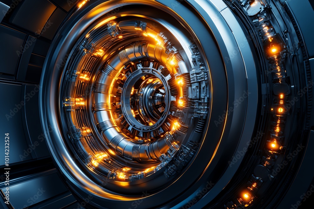 Incredibly detailed warp drive core, showing metal tubes, gears, and ...