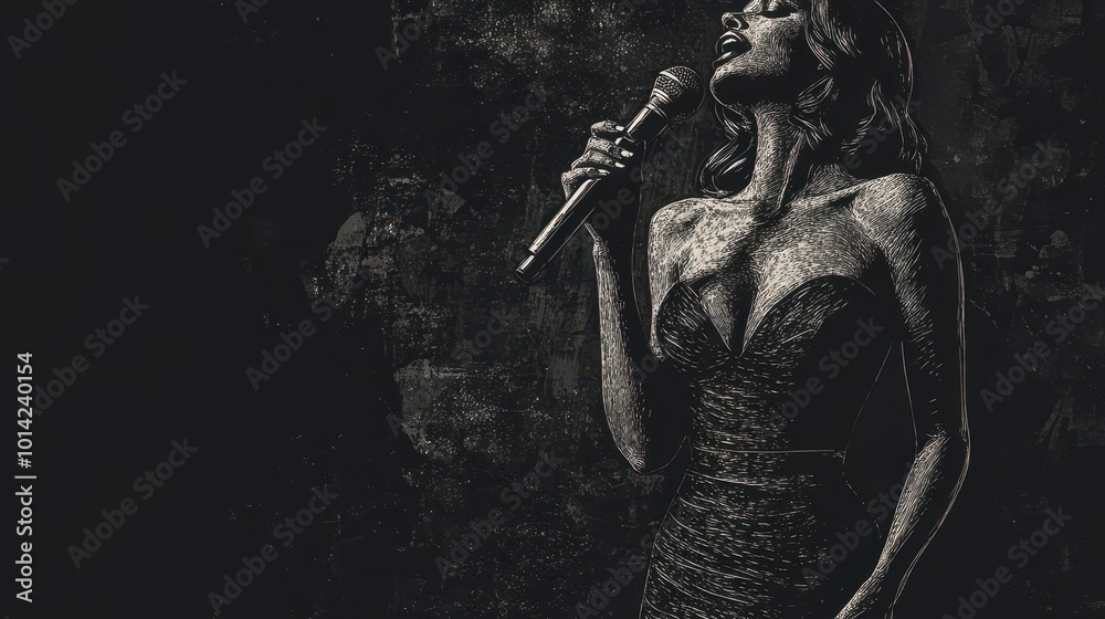 woman in a tight evening dress singer holding a microphone the classic ...