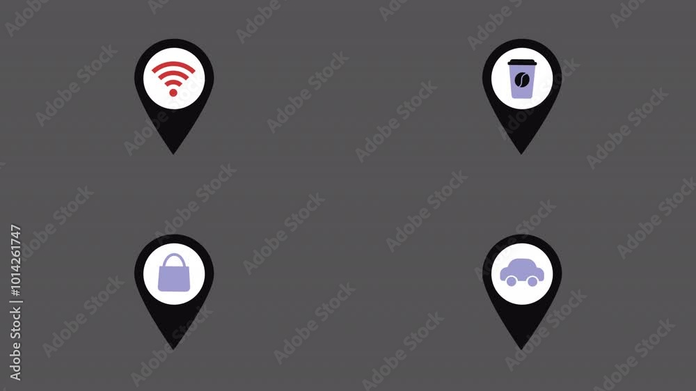Map And Pin Location Icons is a vibrant motion graphics pack featuring ...