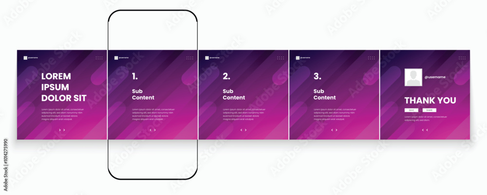 Editable social media carousel post template set or microblog templates ...