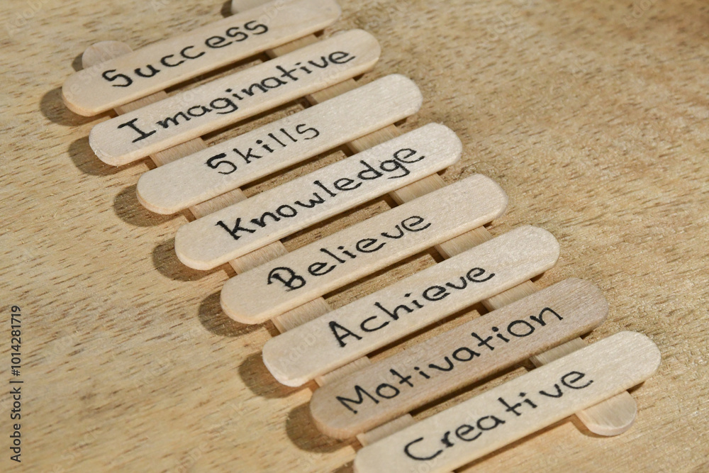 Foto de close up of a hand written message on a popsicle stick as a ...
