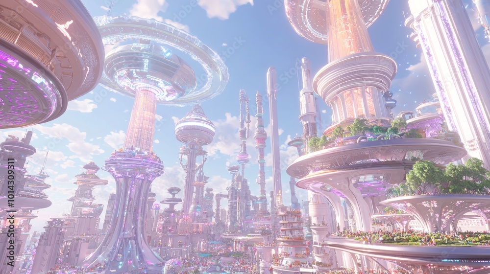 Futuristic Alien Cityscape - A Vivid Ray Tracing Space Colonization ...