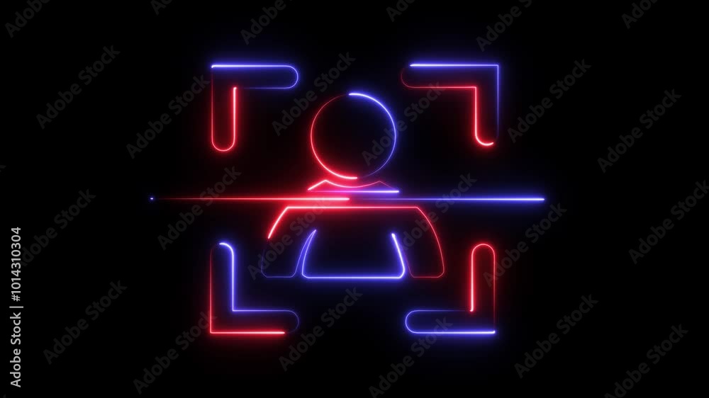 people Scan neon person icon neon icon of user in flat style, person ...