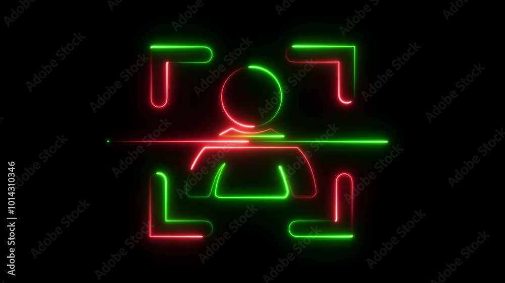 people Scan neon person icon neon icon of user in flat style, person ...