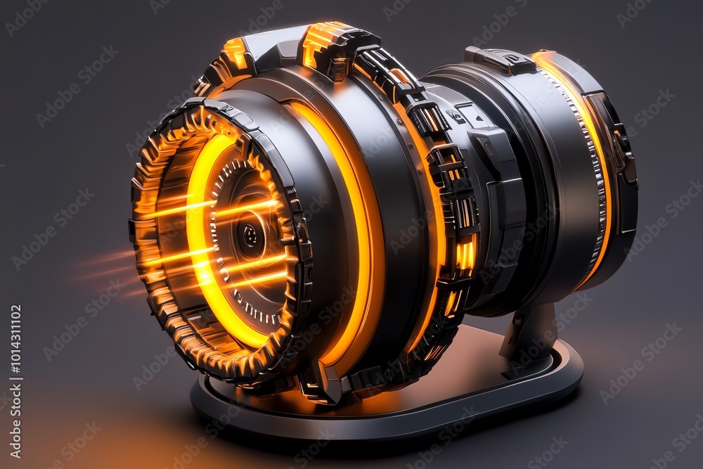 Warp drive engine of a futuristic starship, emitting radiant energy ...